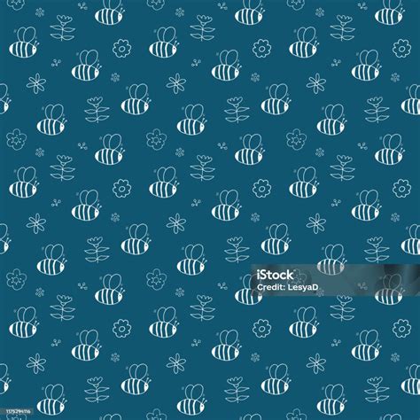 귀여운 꿀벌 원활한 패턴 만화 손 그린 꿀벌 낙서 벡터 일러스트 가공의 인물에 대한 스톡 벡터 아트 및 기타 이미지 가공의 인물 곤충 귀여운 Istock