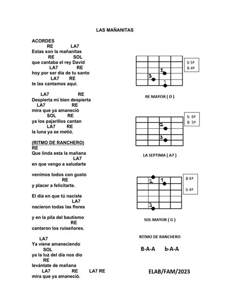 Las Mañanitas Re Mayor Dos Pdf Canciones Infantiles Tradicionales