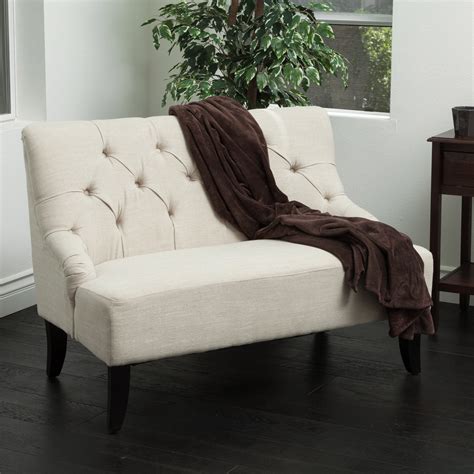 Noble House Natalie 44" Tufted Fabric Settee, Light Beige - Walmart.com