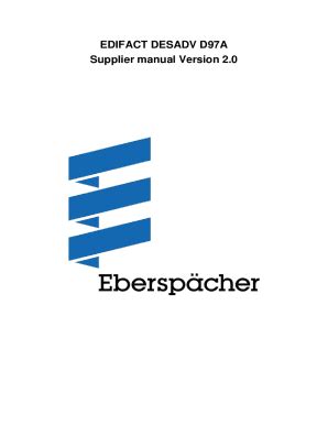 Fillable Online EDIFACT DESADV D97A Supplier Manual Version 2 0 Fax