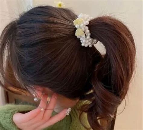 White And Yellow Korean Pearly Hair Scrunchies At Rs 40piece In New