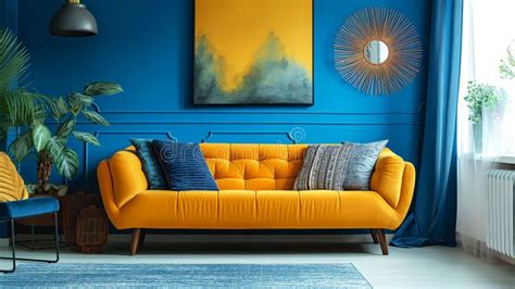 Modern And Vibrant Living Room With A Harmonious Blend Of Dopamine