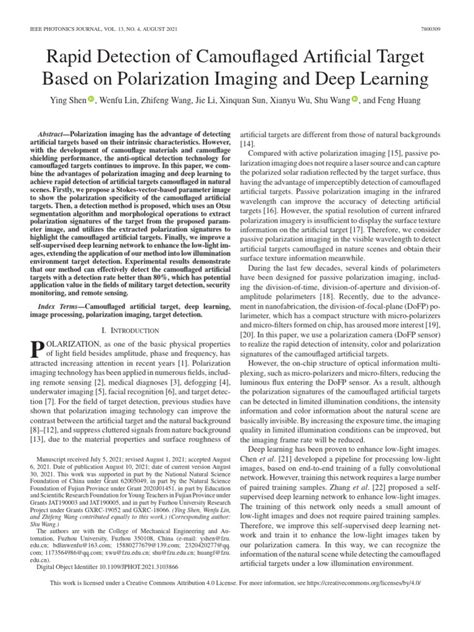 rapid detection of camouflaged artificial target based on polarization