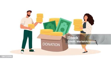 돈 금화 현금 돈 Fimance를 기부하는 사람들 자선 지원 및 기부 개념 인도주의적 자선 지원 자선 단체저축 자본 흰색 배경으로 격리된 플랫 벡터 일러스트레이션