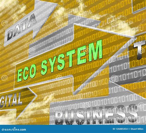 Digital Eco System Data Interaction 3d Rendering Stock Illustration