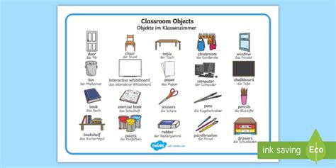 Classroom Objects Word Mat Englishgerman Teacher Made