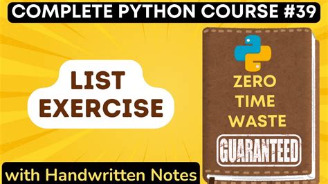 Python List Exercise Python Tutorial 39 YouTube