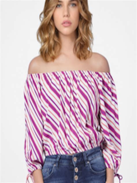 Buy Only Pink Print Off Shoulder Bardot Top Tops For Women 19492108