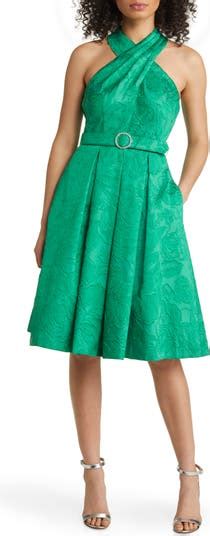 Eliza J Halter Neck Jacquard Cocktail Dress Nordstrom