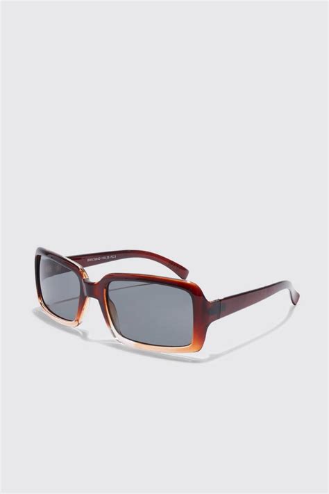 Mens Ombre Rectangle Lens Sunglasses Boohoo Uk