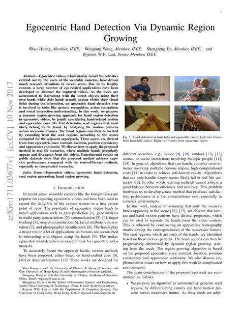 Egocentric Hand Detection Via Dynamic Region Growing Deepai