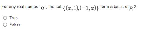Solved For any real number α the set α α form a Chegg com