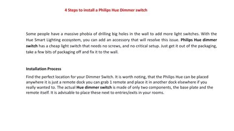 Ppt 4 Steps To Install A Philips Hue Dimmer Switch Powerpoint
