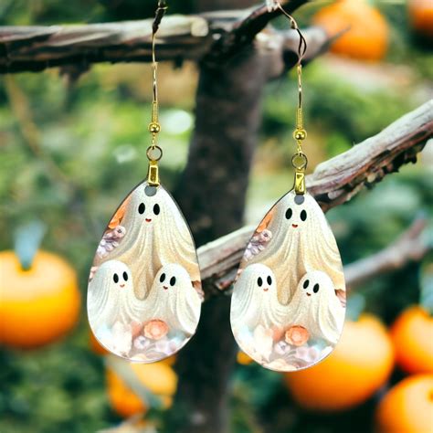 Halloween Teardrop Earring Sublimation Ghost Earrings Png