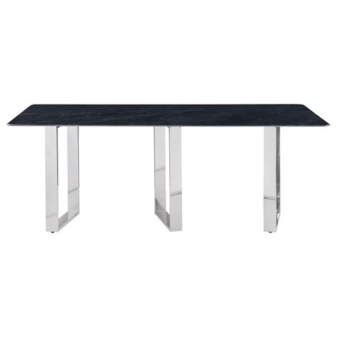 Benjara Eden Dining Table Metal Base Rectangular Gray Sintered Stone