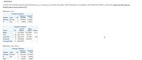 solved tabulated values to answer questions 8 10 regression