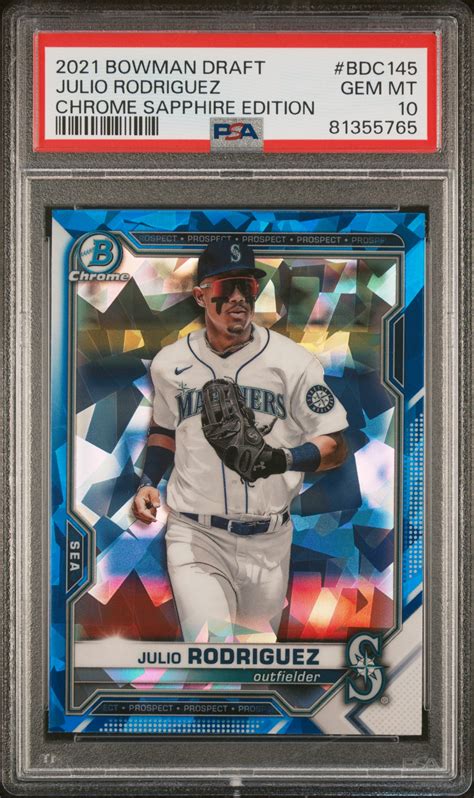 Julio Rodriguez 2021 Bowman Draft Sapphire Edition Bdc 145 Chrome