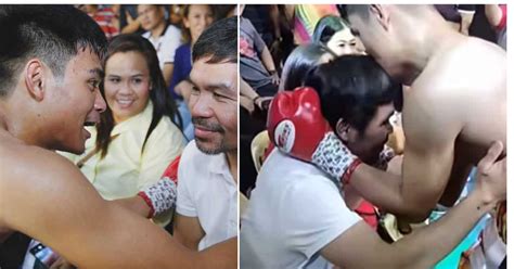 Eman Bacosa Niyakap Si Manny Pacquiao Matapos Niyang Manalo Sa Boxing