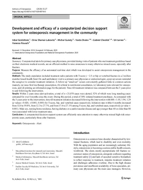 Pdf Development And Efficacy Of A Computerized Decision Support System For Osteoporosis