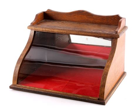 Antique Curved Glass Oak Countertop Display Case
