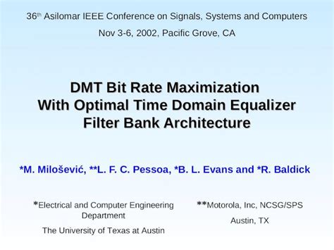 ppt dmt bit rate maximization with optimal time domain equalizer