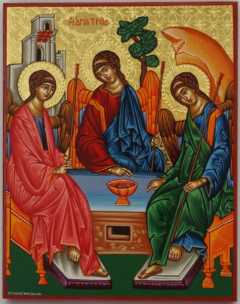 Holy Trinity Rublev Icon Polished Gold Orthodox Icons Blessedmart
