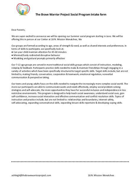 Fillable Online Respite Intake Form Fax Email Print Pdffiller