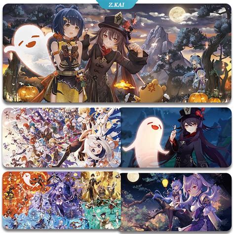 Genshin Impact แผ่นรองเม้าส์ขนาดใหญ่อะนิเมะน่ารัก Gaming Keyboard Pad
