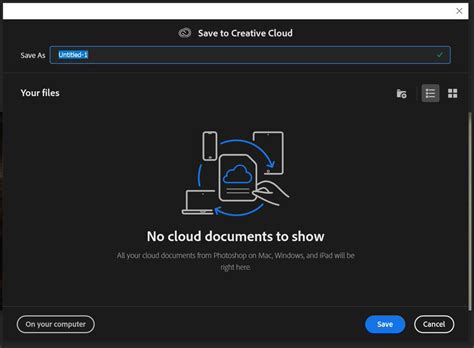 Solved Disable Save To Creative Cloud Dialog Box Adobe Product