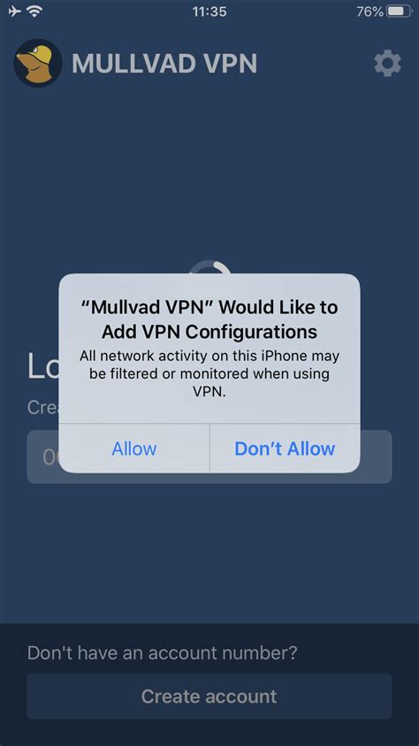using mullvad app on ios