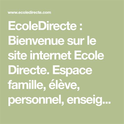 Ecoledirecte Bienvenue Sur Le Site Internet Ecole Directe Espace