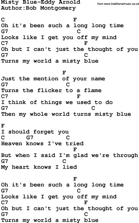 Country Musicmisty Blue Eddy Arnold Lyrics And Chords