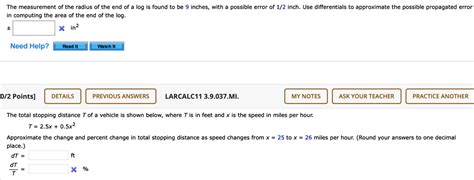 solved the measurement of the radius of the end of the log was found