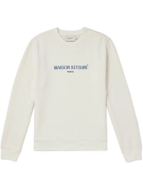 Maison Kitsuné Paris Logo Embroidered Cotton Blend Jersey Sweatshirt