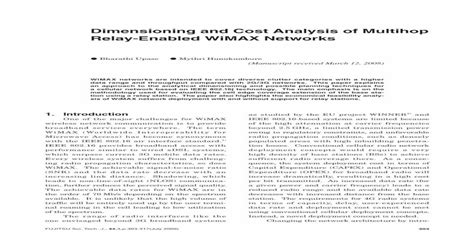 Pdf Dimensioning And Cost Analysis Of Multihop Relay Enabled