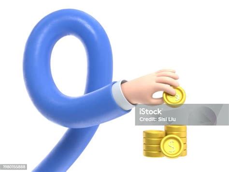 만화 제스처 아이콘 Mockup3d 아이콘 동전을 주는 손 돈 개념 황금 동전 디자인 요소 흰색 Backgroundlong 팔 개념에 3d 렌더링 3차원 형태에 대한 스톡