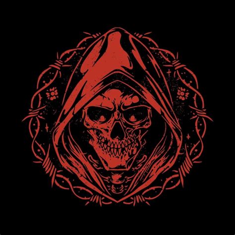 Free Vector Red Skull Grim Reaper Illustration