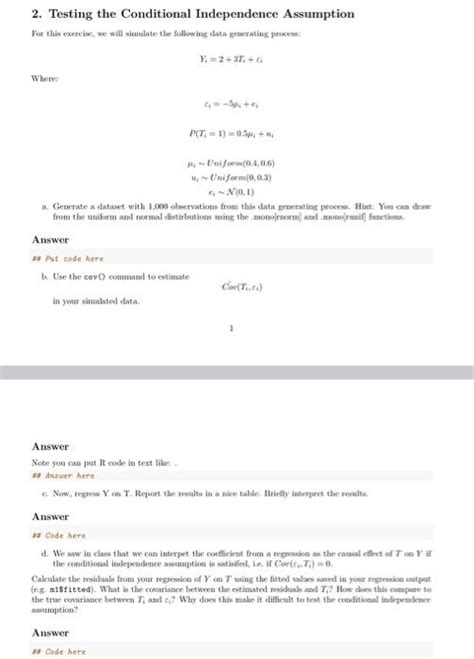 2 Testing The Conditional Independence Assumption