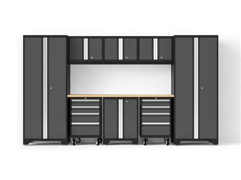 Newage Bold Xl 9 Piece Garage Cabinet Set Extra Deep Steel Storage