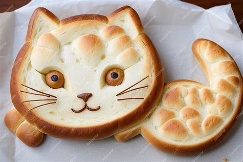Premium Photo A Cat Shaped Bread Is Made By A Cat
