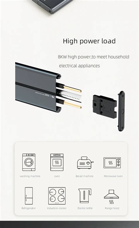 Power Rail Connector Outlets Universal Office Bedroom Kitchen Rail Usb