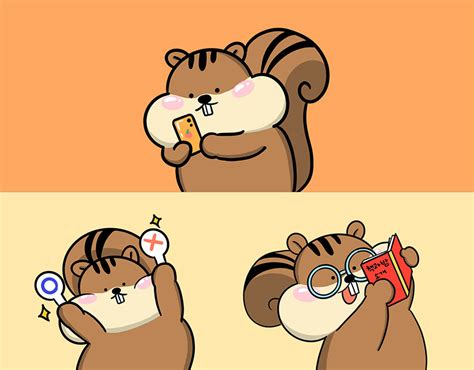 다람쥐일러스트 캐릭터디자인 On Behance