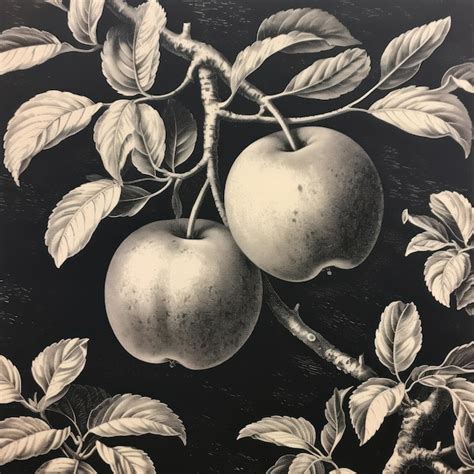 Apple Drawing Plant Fruit Premium Ai Generated Image