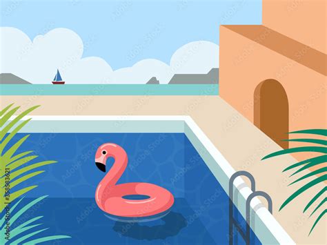 플라밍고 튜브 수영장 Stock Illustration Adobe Stock