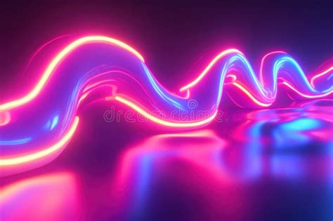 Colorful Neon Lights Create A Flowing Wave Pattern In A Dark Environment Stock Illustration