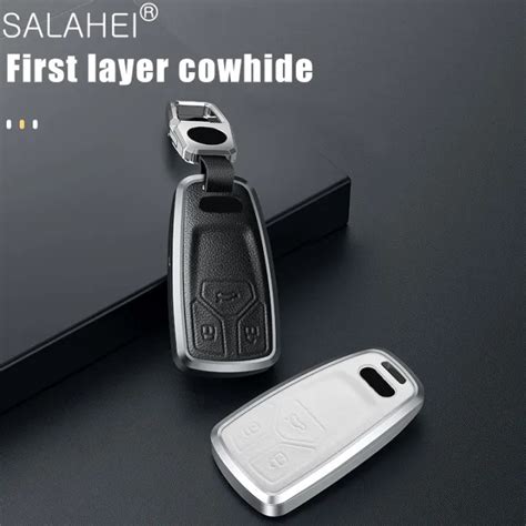 อลูมิเนียมรถหนัง Remote Key Case Shell Fob สำหรับ Audi A4 B9 A5 A6