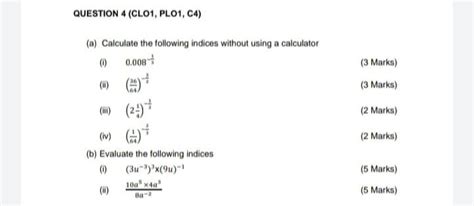Solved A Calculate The Following Indices Without Using A Chegg