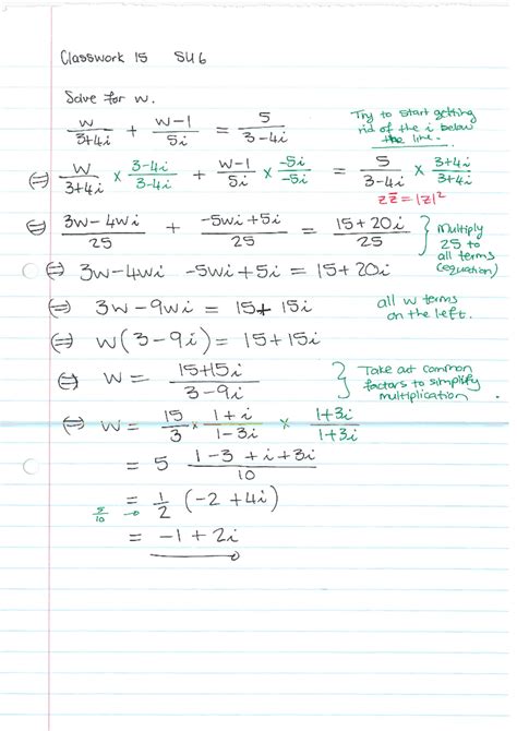 6 2 2 Solve For W HW2nr1 And CW15 Classwork 15 SUG Solve For W W 5