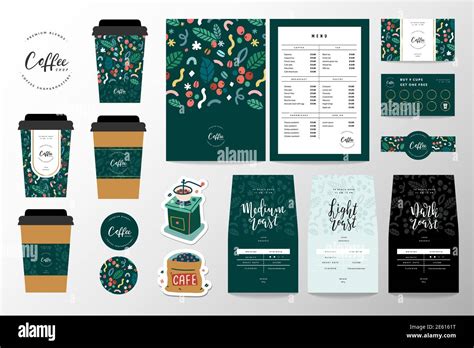Kaffee Branding Identität Set für Coffee Shop oder Café Sammlung von Schriftzug Logo Menü