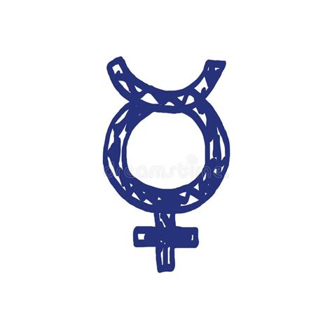 Mercury Planet Symbol Pictogram Horoscope Vector Sign Hand Drawn